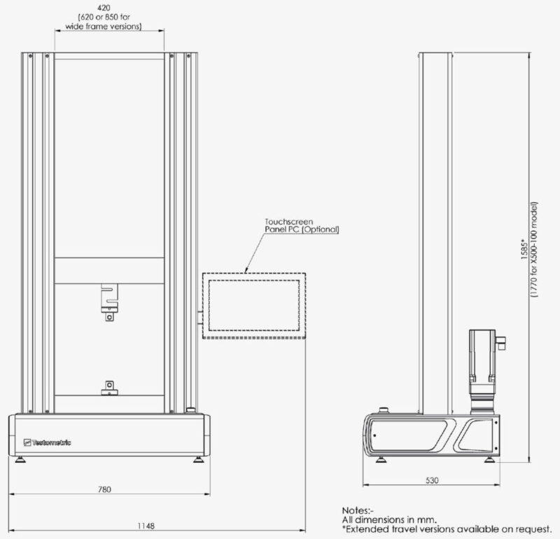 Dual column, bench-mounted Universal Testing Machine up to 20kN Force ...